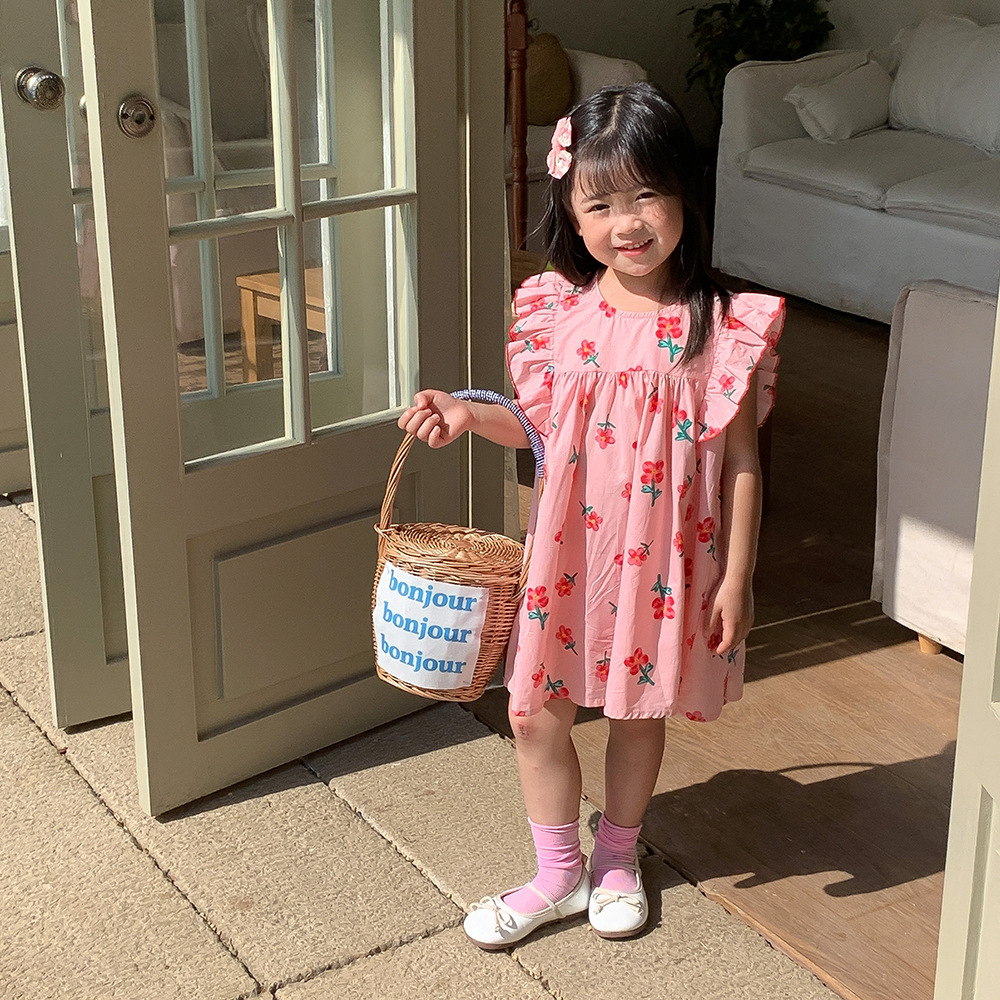 ★GIrls★ ワンピース ピンク花 95％綿 3～8歳 90~140cm夏子供服 株式会社 C2Jジャパン 問屋・仕入れ・卸・卸売の専門【仕入れならNETSEA】