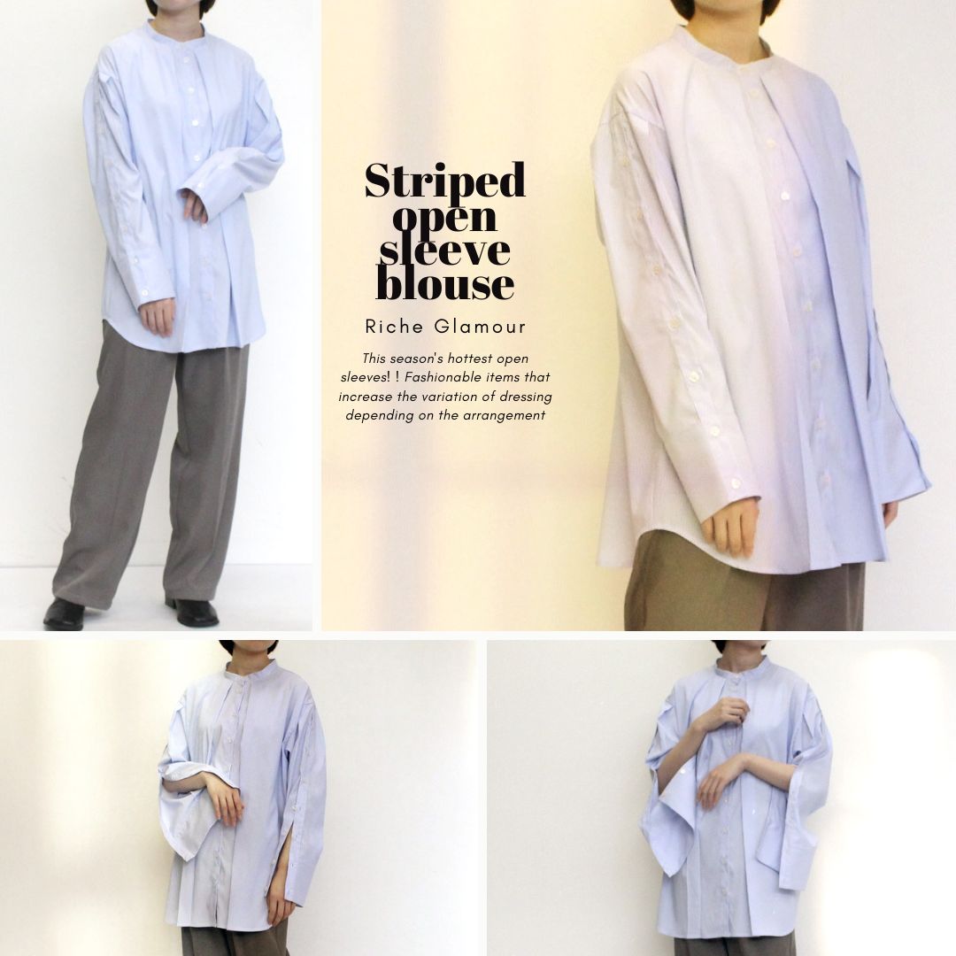 SALE 先染めストライプ オープンスリーブブラウス(30905) 株式会社 ゼノンインターナショナル 問屋・仕入れ・卸・卸売の専門【仕入れならNETSEA】