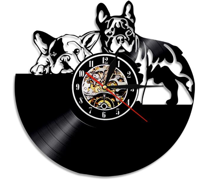 犬柄 ブルドッグ ビニールレコード 壁時計 壁 家の装飾 CONFOR 問屋・仕入れ・卸・卸売の専門【仕入れならNETSEA】