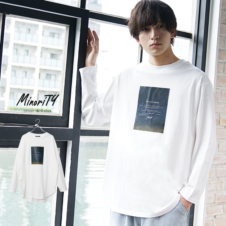 【2023年冬の新作】夜のとばりフォト 長袖 クルーネック ロンT／MinoriTY エヴァー・グリーン 問屋・仕入れ・卸・卸売の専門【仕入れならNETSEA】