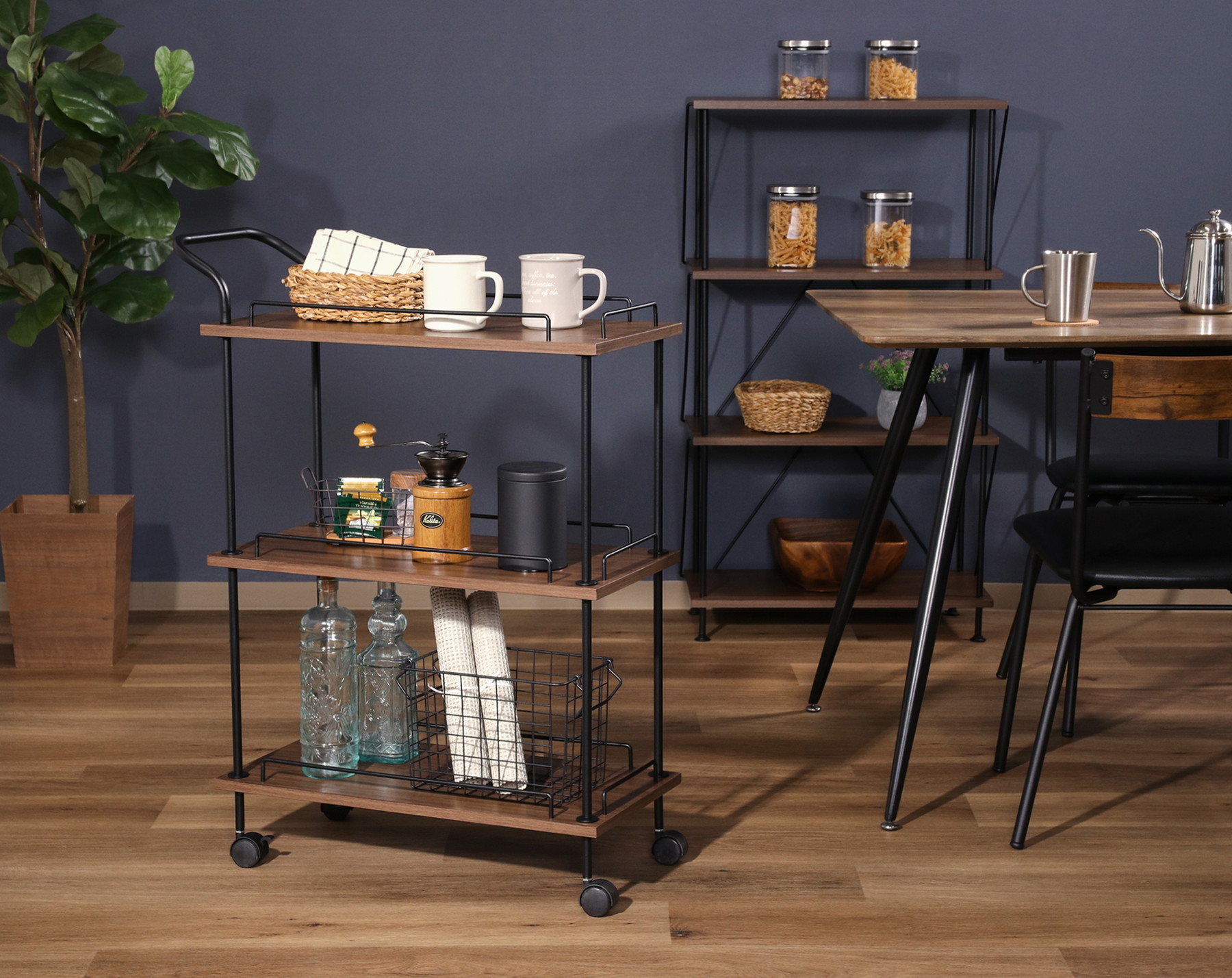 EZBOツイストロック キッチンカート ミディアムブラウン | 卸売・ 問屋・仕入れの専門サイト【NETSEA】