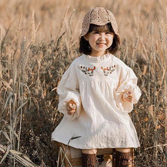 女の子の春と秋の女の子の秋の服洋服刺繡ランタンスリーブプリンセスドレス小さな女の子のスカート 金矢 問屋・仕入れ・卸・卸売の専門【仕入れならNETSEA】