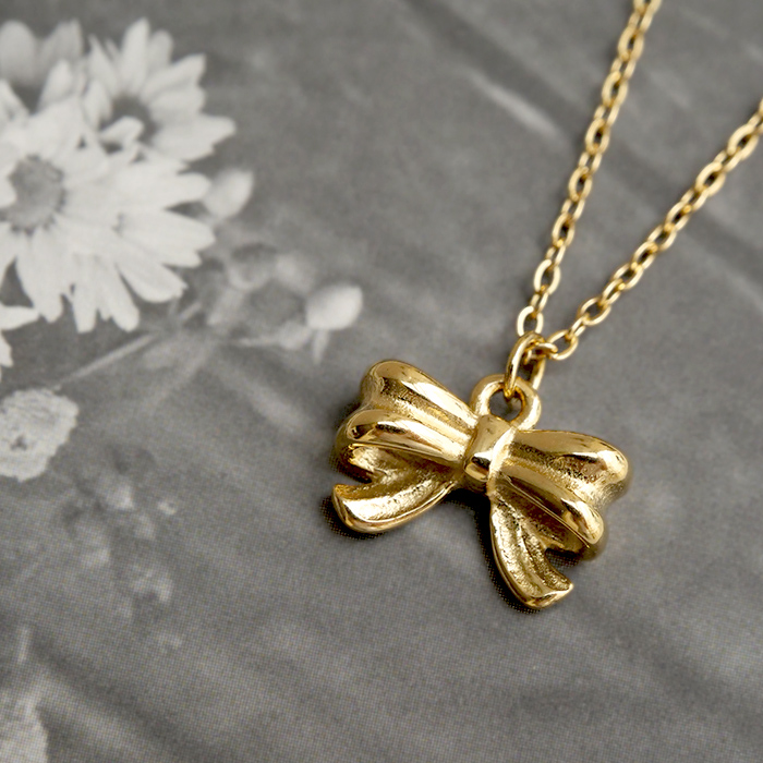 金属アレルギー対応 立体リボン ネックレス 1.5cm アズキチェーン ゴールド 40cm | 卸売・ 問屋・仕入れの専門サイト【NETSEA】