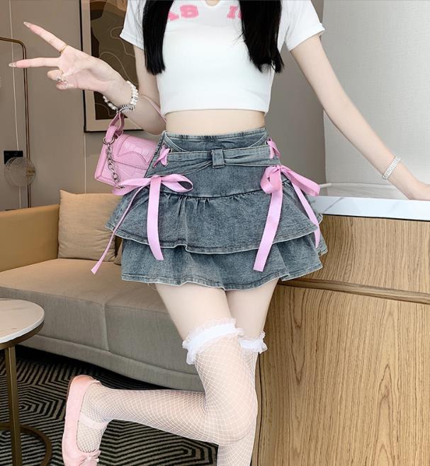 2024春夏新作 ボトムス 女 レディース ハイウエスト デニム ミニスカート 台型スカート | 卸売・ 問屋・仕入れの専門サイト【NETSEA】