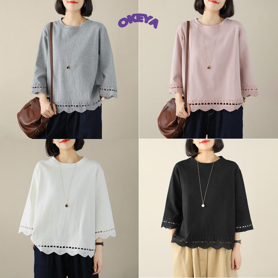 2024年秋新作 レディース服 トップス tシャツ ブラウス 七分袖 ゆったり 純綿 4色展開 L#-5XL# 個人事業主 OKEYA | 卸売・ 問屋・仕入れの専門サイト【NETSEA】