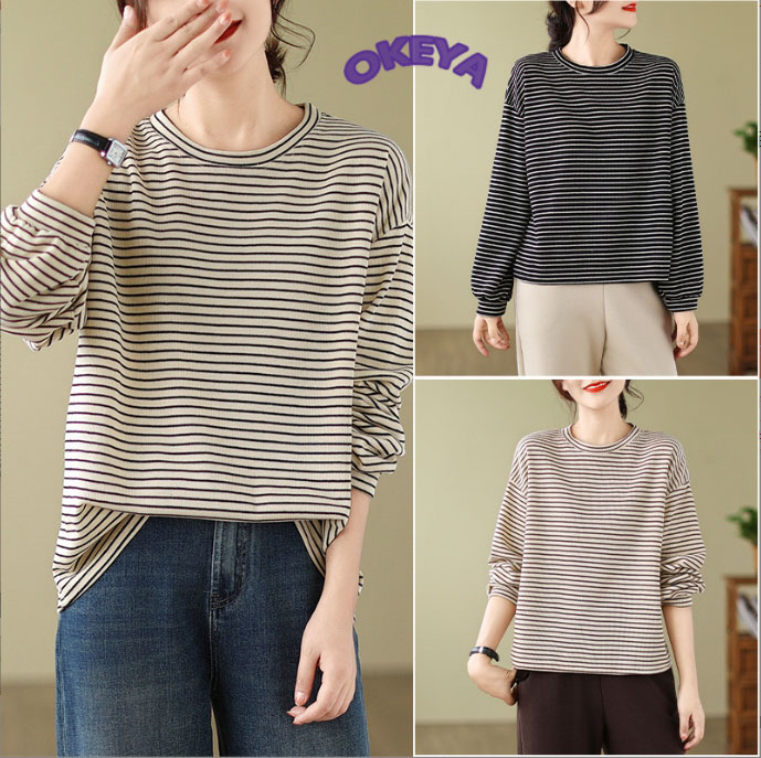 レディース服 トップス tシャツ 長袖 トレーナー ボーダー カジュアル 2024年秋新作 M#-XL# 個人事業主 OKEYA | 卸売・ 問屋・仕入れの専門サイト【NETSEA】
