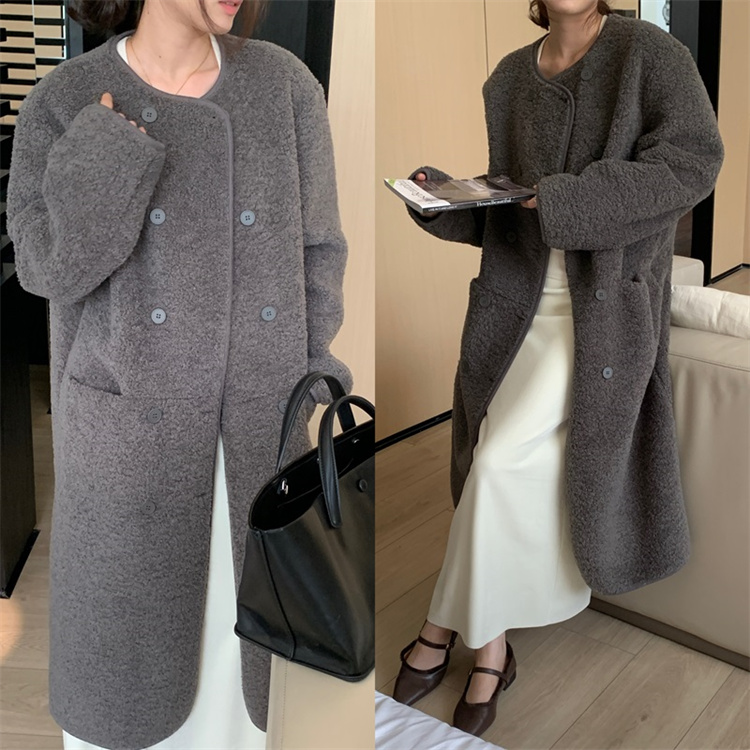 体型カバーに効く INSスタイル チェスターコート ロングコート レトロ シンプル コート ラウンドネック オープンブリッジ 合同会社 ...