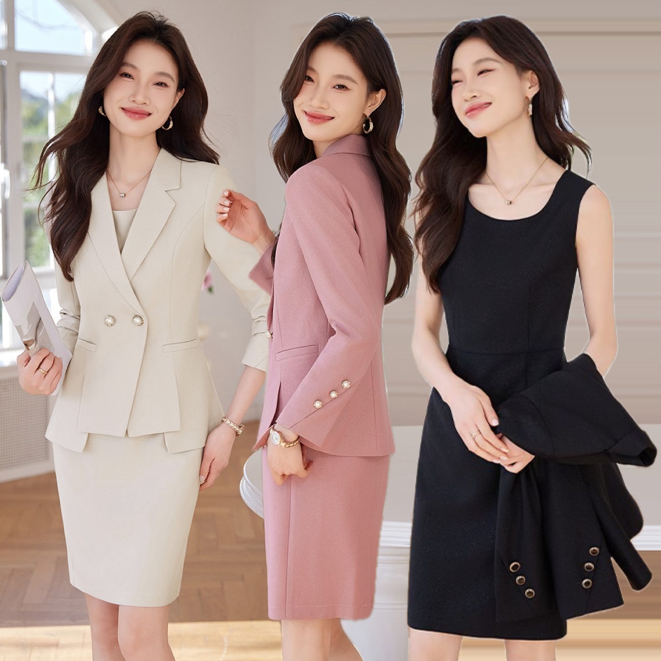 ★上質S～5L★ OL 通勤 オフェス着 ジャケット ワンピース スーツセット 2set | 卸売・ 問屋・仕入れの専門サイト【NETSEA】