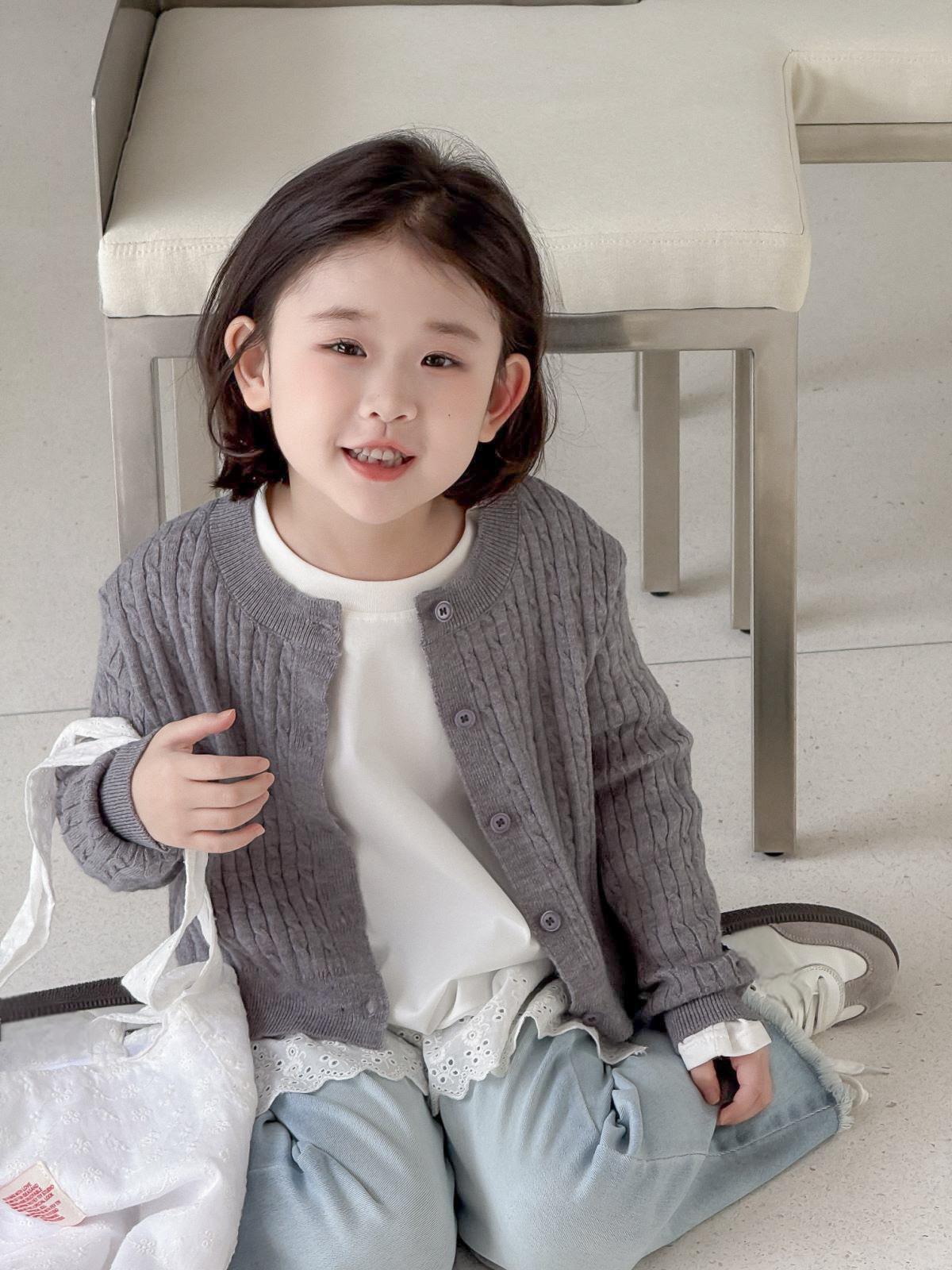 2025春夏子供服 カジュアル系 無地 ニットセーター ガールズ服 トップス カーディガン[90~150cm] | 卸売・ 問屋・仕入れの専門サイト【NETSEA】