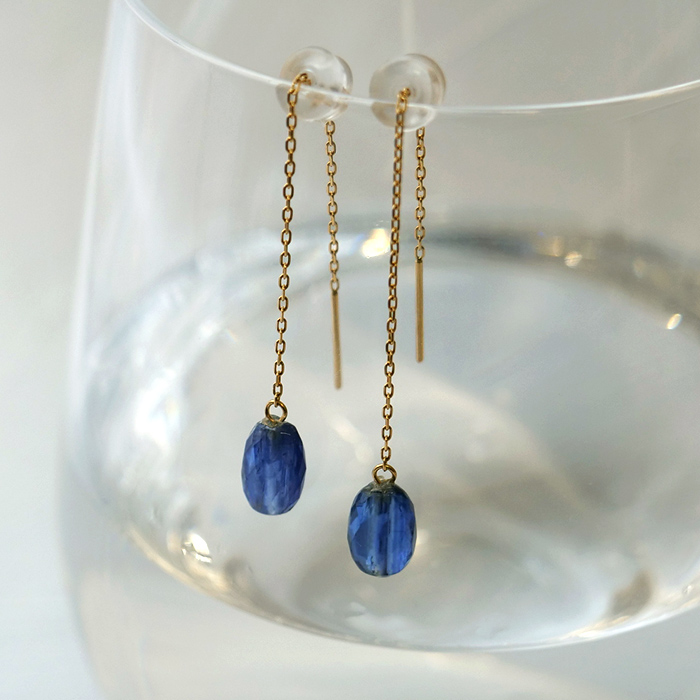 カイヤナイト タンザニア産 アメリカン ピアス K18 18金 天然石 カラーストーン | 卸売・ 問屋・仕入れの専門サイト【NETSEA】