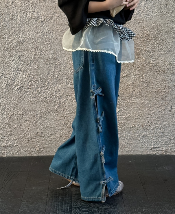 2025春季 新品 女の子 ズボン 子供服 キッズ服 ジーンズ ワイドレッグパンツ 110-160cm | 卸売・ 問屋・仕入れの専門サイト【NETSEA】