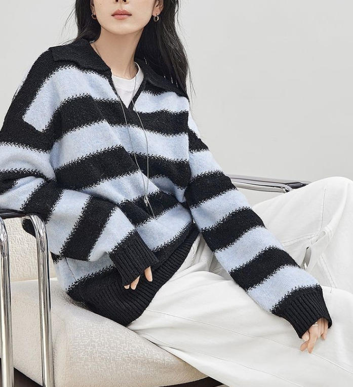 2025年冬新作 レディース トップス ニット セーター Vネック ストライプ アウター おしゃれ | 卸売・ 問屋・仕入れの専門サイト【NETSEA】